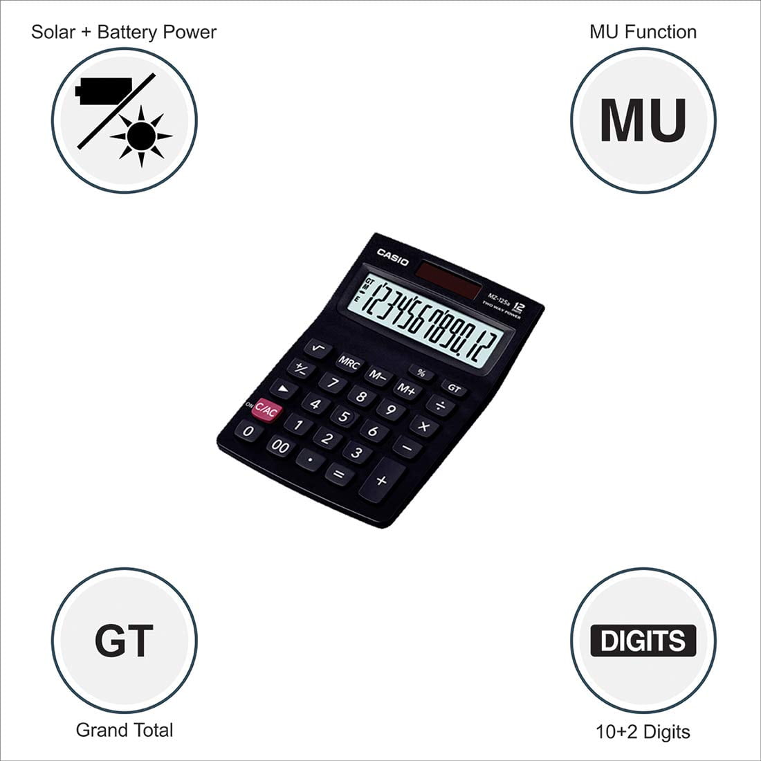 Casio Mz-12sa Desktop Calculator With Square Root And Gt Key | 3 Years Warranty Manufacturer ...